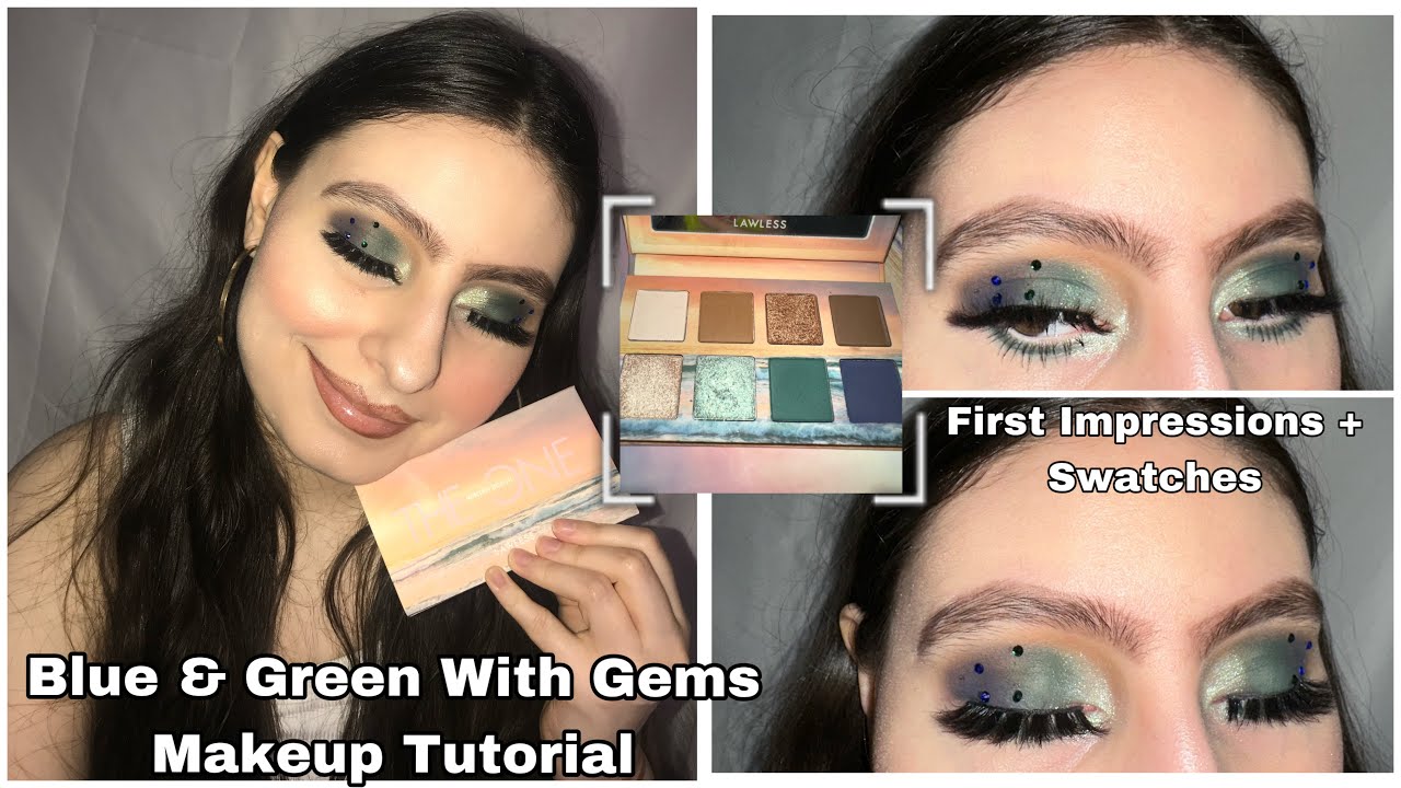 Blue and Green Gems Makeup Tutorial | Trying Out Lawless Winter Beach ...
