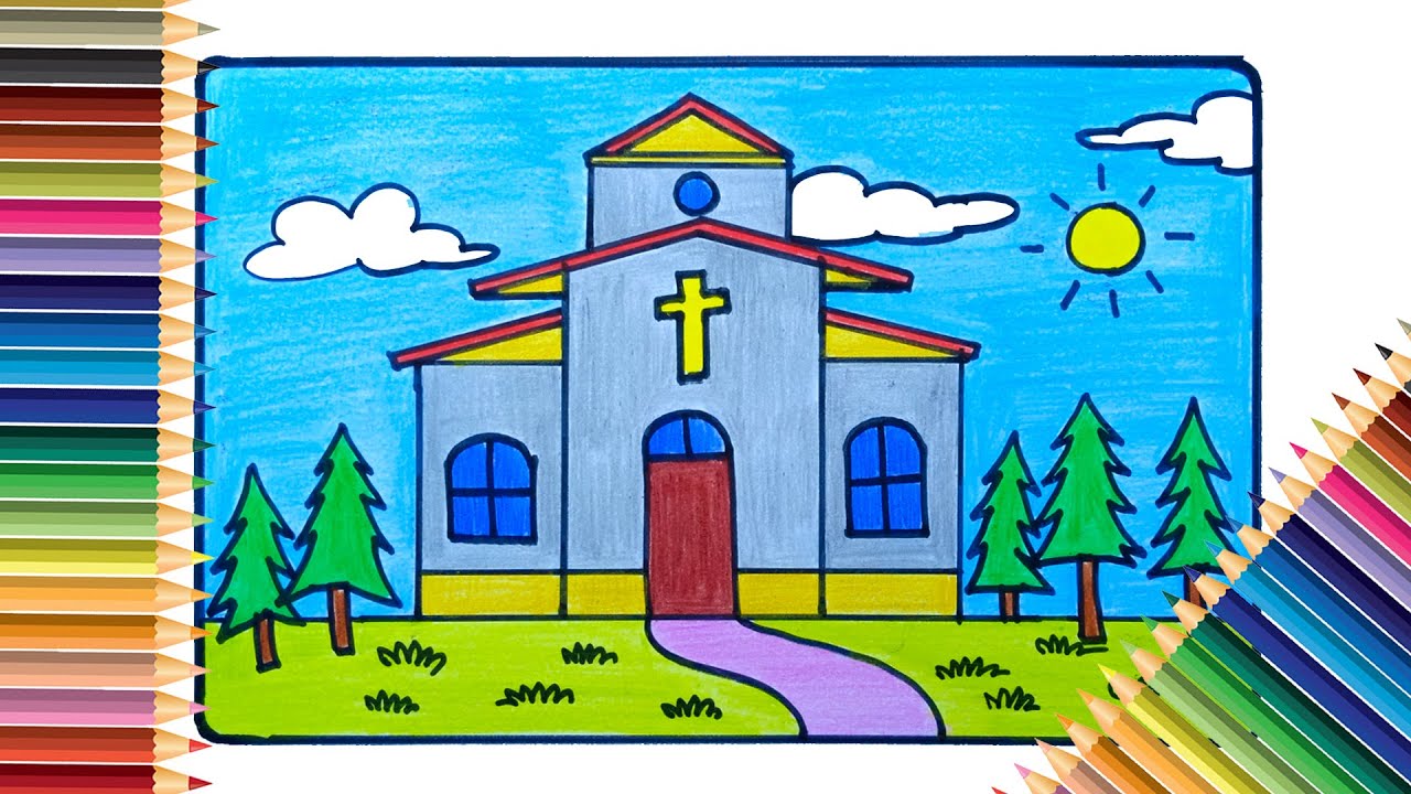 easy drawing sunday school picture - YouTube