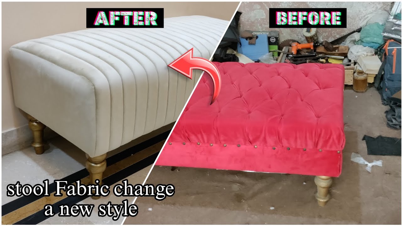 How to makeing reupholster a simple two seater footstool | Foot two ...