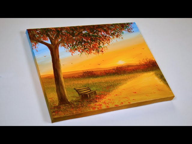 Fall Sunset Painting Down Sunset Painting Royalty Free Images, Stock
