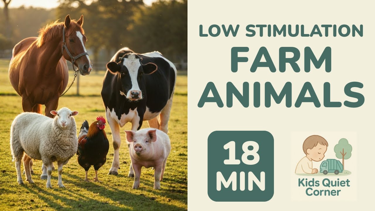 LOW STIMULATION Farm Animals for Toddlers! 🐄 19 Mins Calm Farm Animal ...