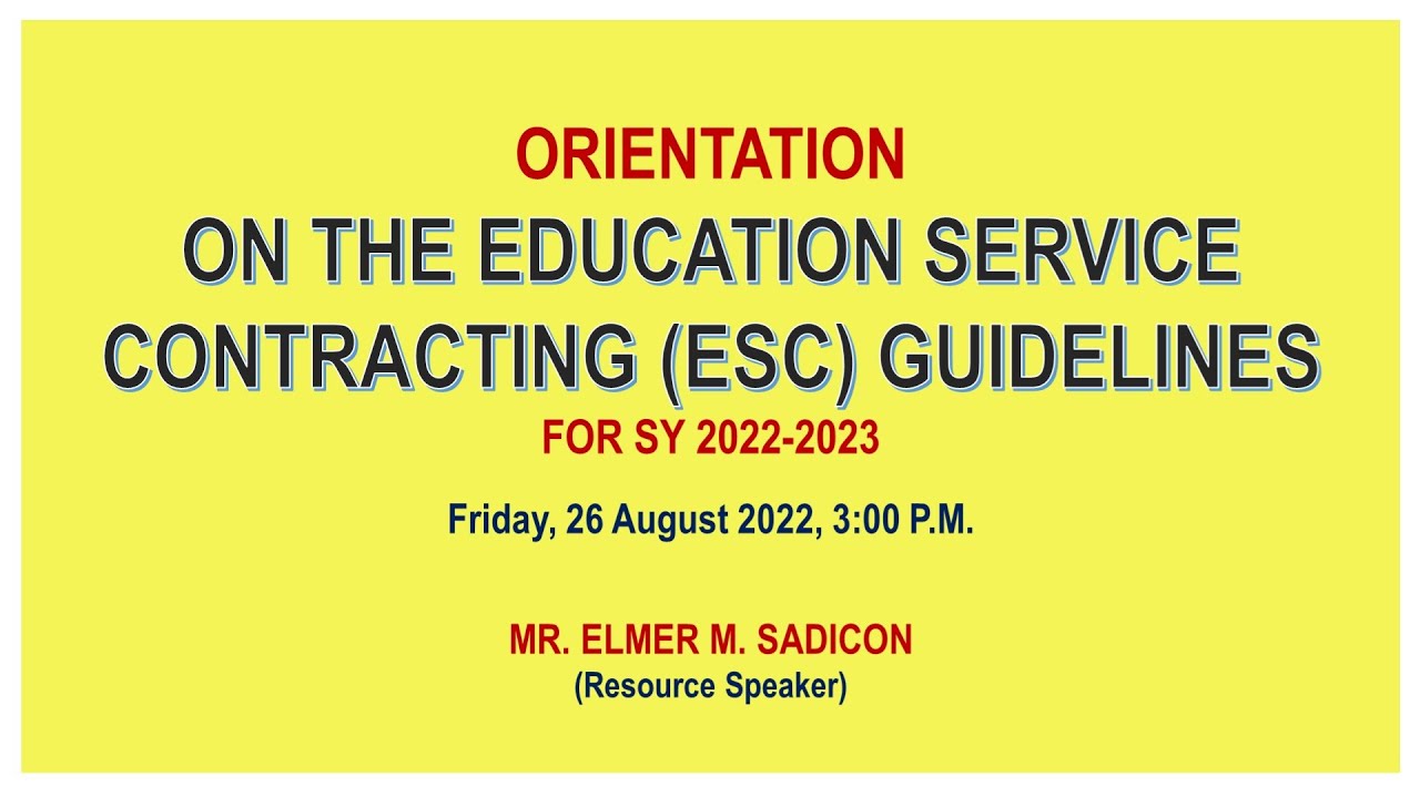 ESC Orientation for Grade 7 SY 2022-2023 - YouTube