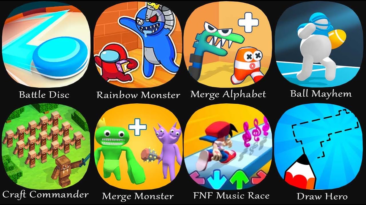 Battle Disc, Rainbow Monster,Merge Alphabet,Ball Mayhem,Craft Commander ...