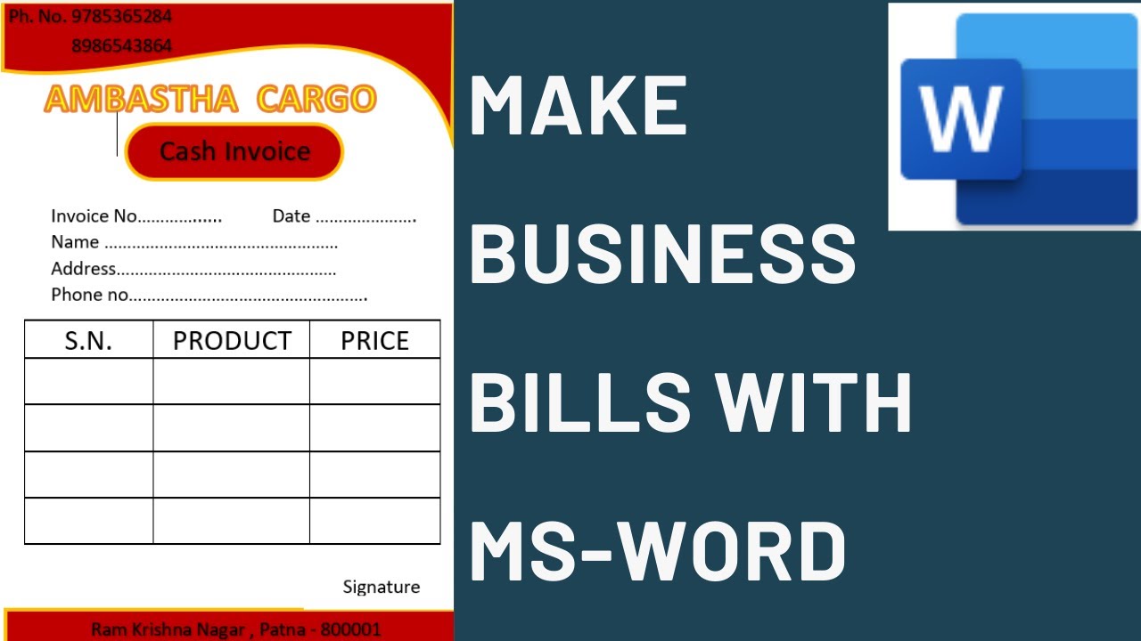Design Bills For Your Business || Microsoft Word || Business Bills ...