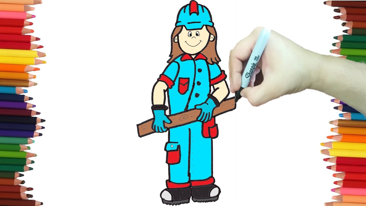 How to draw easily A WORKER FOR LABOR DAY step by step - YouTube