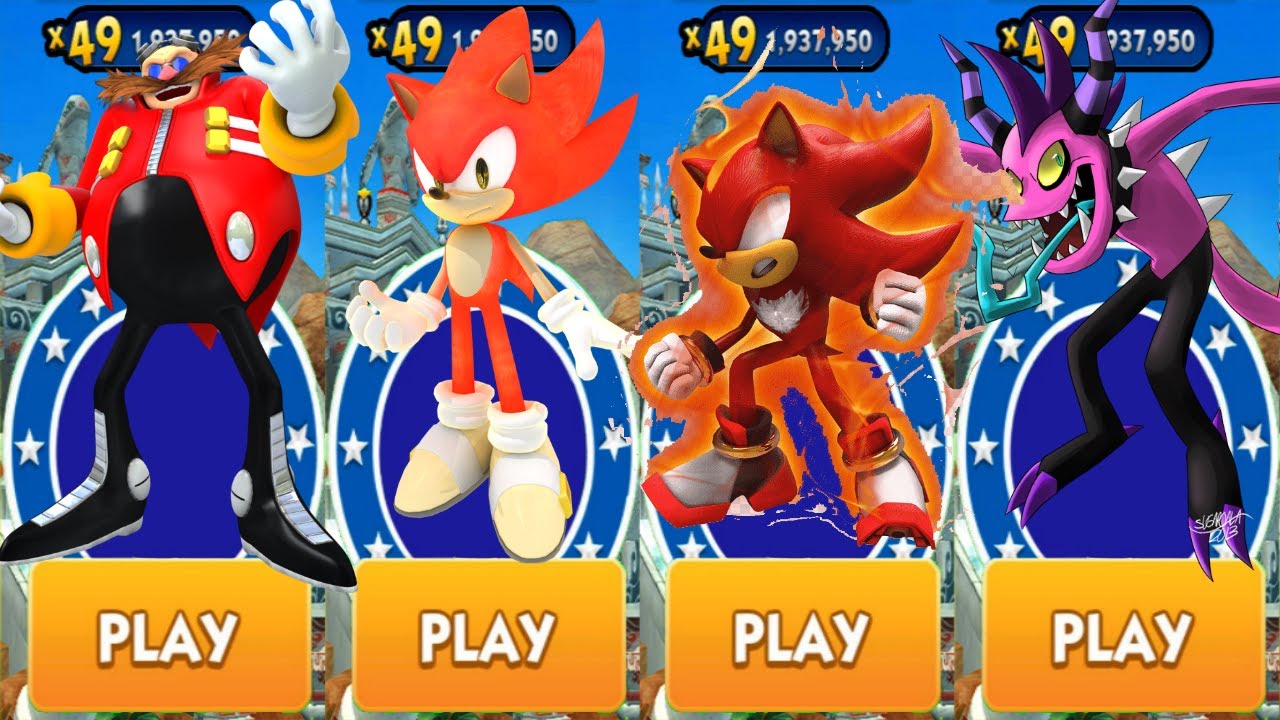 Sonic Dash - Fire Sonic vs Fire Shadow vs All Bosses Zazz Eggman All Characters Unlocked - YouTube