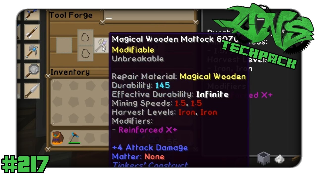 Minecraft DNS Techpack #217 Magical Wooden Mattock INFINITE - YouTube