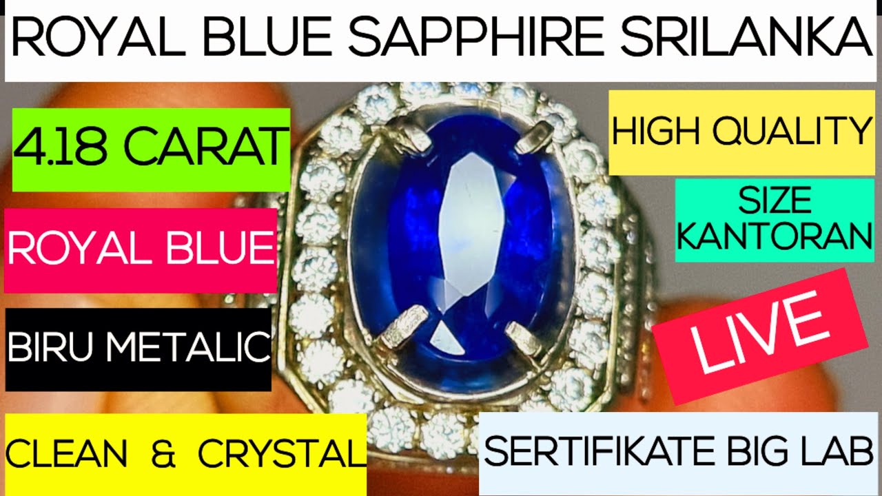 LIVE PROMOSI ROYAL BLUE SAPPHIRE SRILANKA 4.18 CARAT..CLEAN & CRYSTAL ...