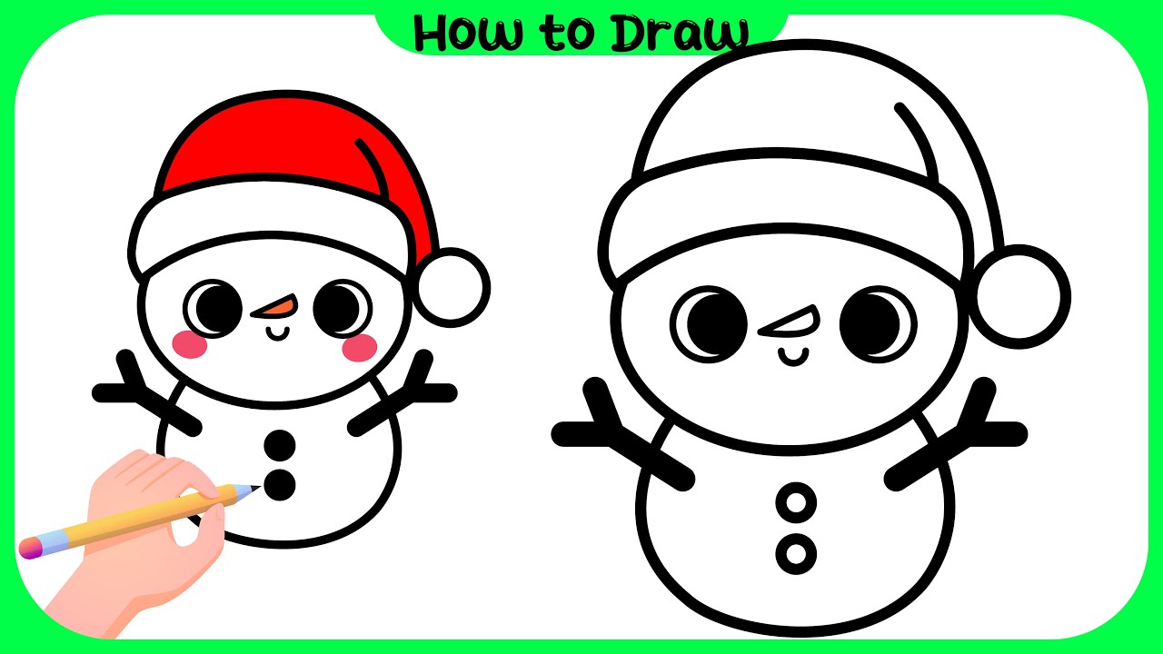 How to Draw a Cute Snowman | Easy Step-by-Step Tutorial - YouTube