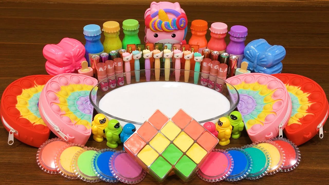 COLORS slime !!! Mixing makeup, clay and more into GLOSSY slime ...