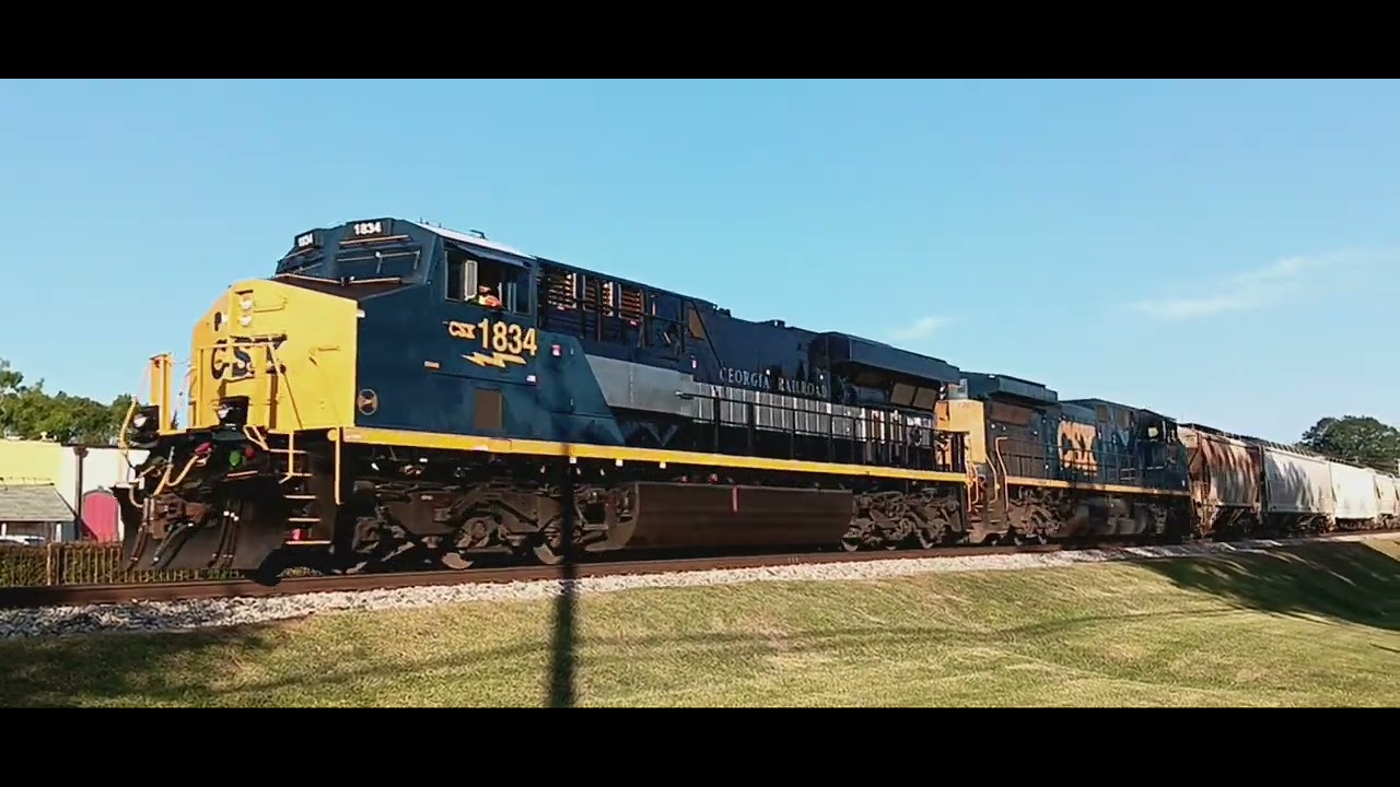 CSX L838 with CSX 1834 GA road HU ES44AC and CSX 7287 CM44AC - YouTube