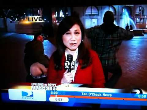 Guy moons news camera live in San Fracisco - YouTube