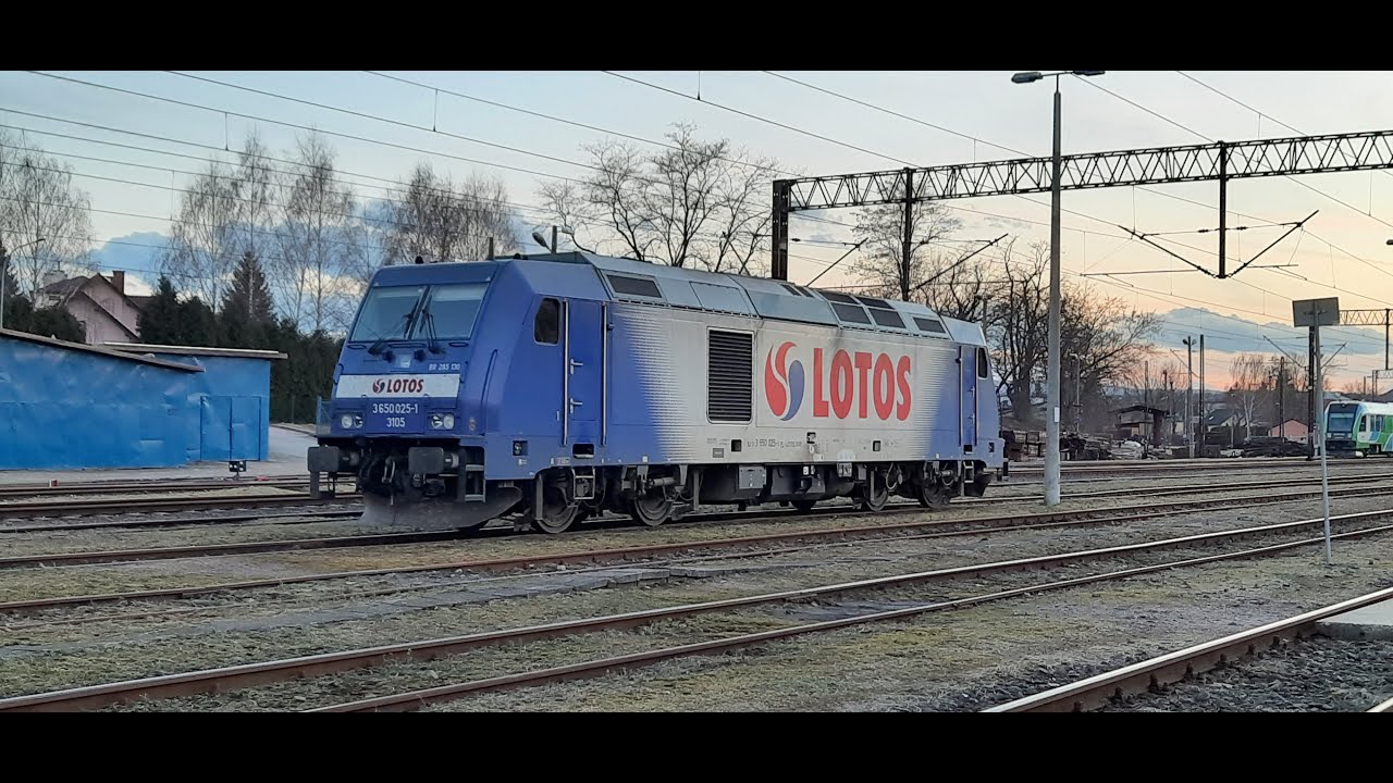 Traxx BR285 Lotos Kolej z konkretnym składem cystern wjeżdża do Jasła ...