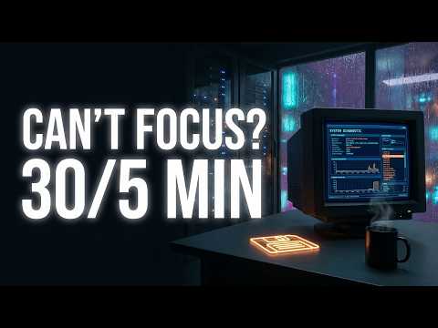 🔴 CAN'T FOCUS? 30/5 Pomodoro Timer 💾 Cyberpunk Server Room & Heavy Rain