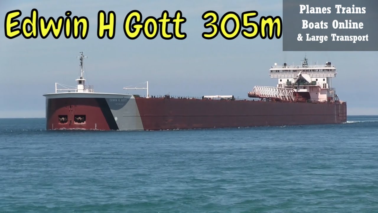 Edwin H Gott 305m Bulk Carrier Cargo Ship In St Clair River Ontario ...