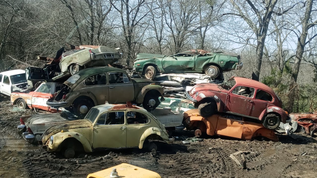 Got some Bugs to Squish...Vintage Volkswagen Beetles get Crushed - YouTube