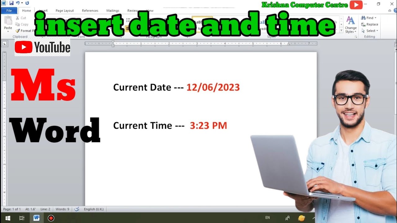 Ms word me current date and time insert kaise kre || ms word current ...