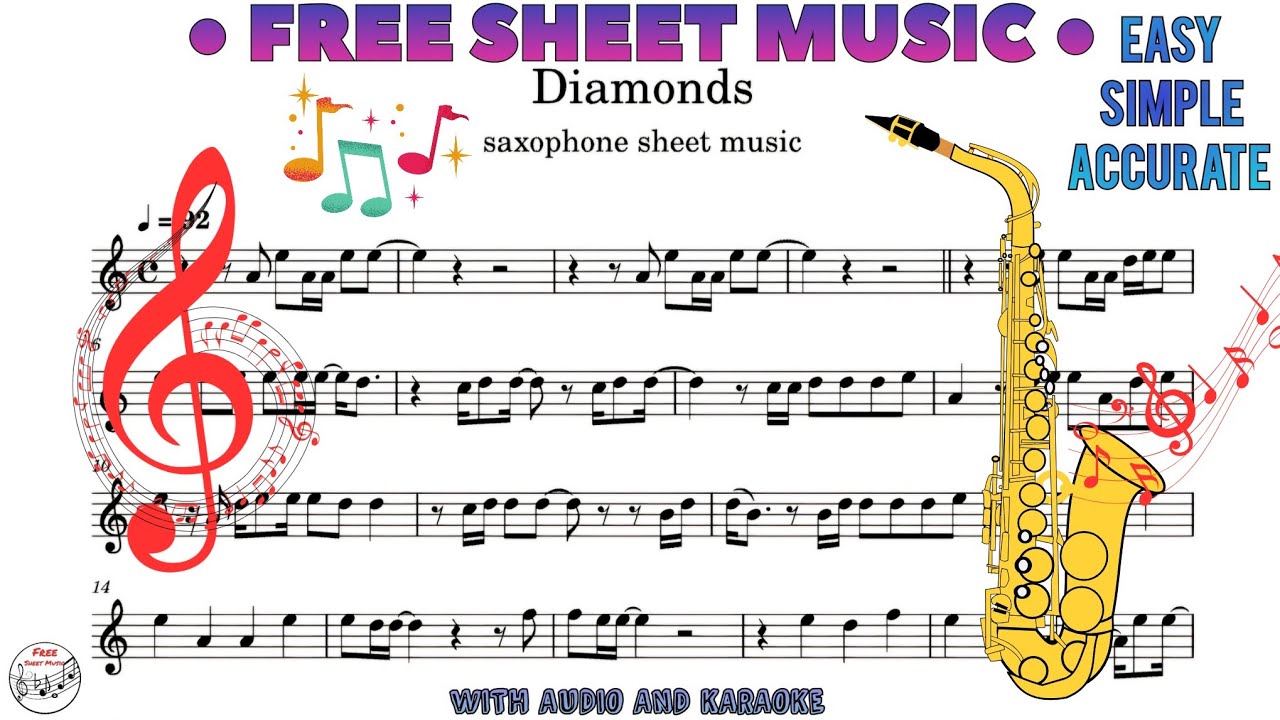 Diamonds - saxophone sheet music - YouTube