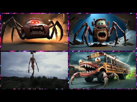 SIREN HEAD 🆚 SPIDER CARS 🆚 MONSTER BUS 🕷️ | SCARY ANIMATION BATTLE 4K ...