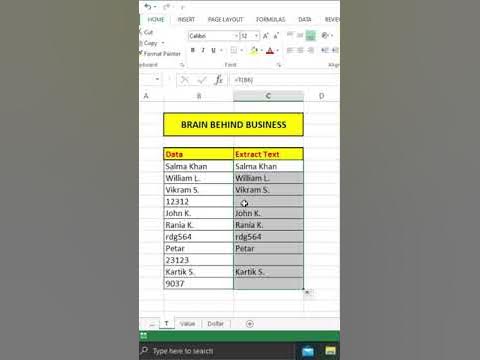 T Formula In Excel | Extract text from data in excel | T function in excel - YouTube