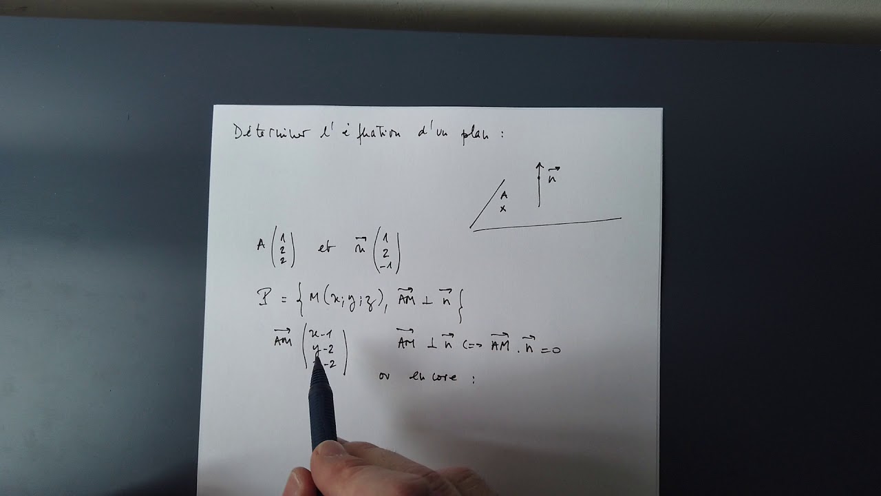 Déterminer l'équation cartésienne d'un plan en connaissant un point et ...