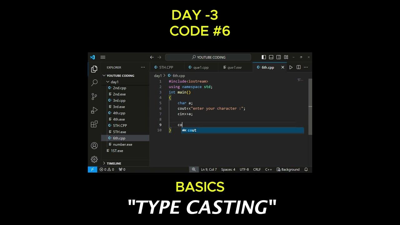 I AM LEARNING C++ PROGRAMMING LANAGUAGE THIS IS MY DAY#3 AND CODE#6 #code #c++ #coding - YouTube