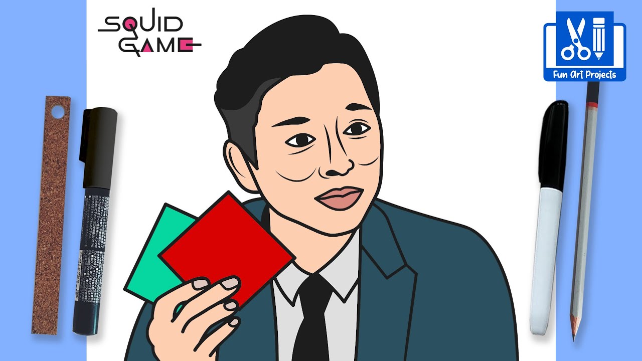 How To Draw The Salesman From Squid Game | Drawing Gong Yoo | Draw Game ...