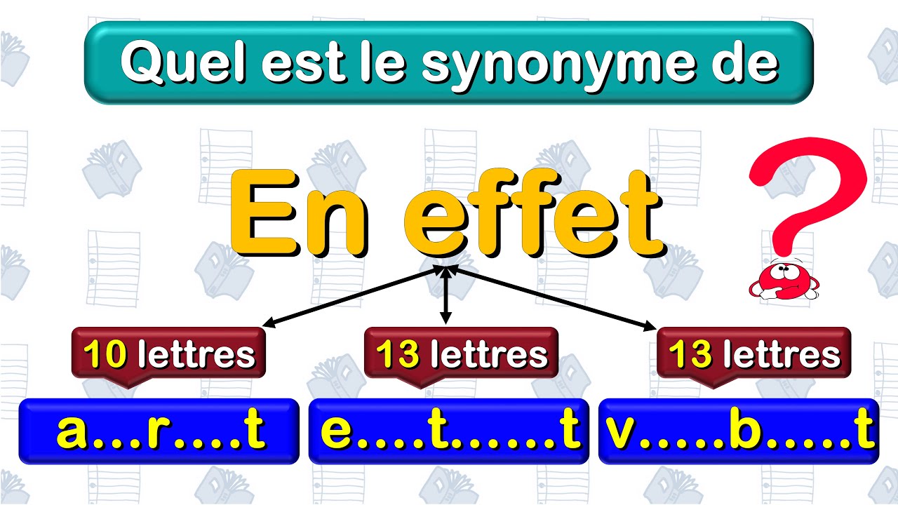 Les synonymes : exercice pour développer son vocabulaire - YouTube