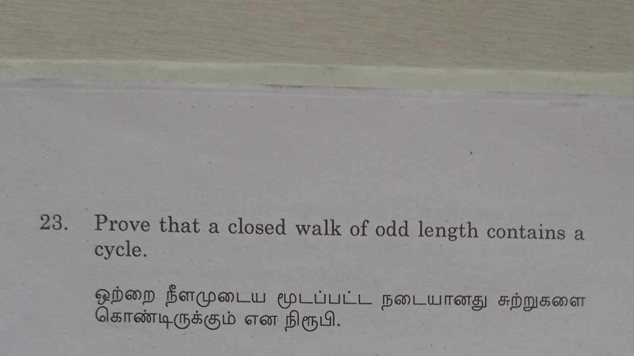 A closed walk of odd length contains a cycle # Graph theory # Theorem 4 ...