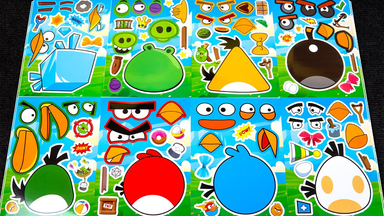 ANGRY BIRDS STICKER BOOK MAKEOVER 🐦 | SATISFYING STICKER ASMR WITH RED ...