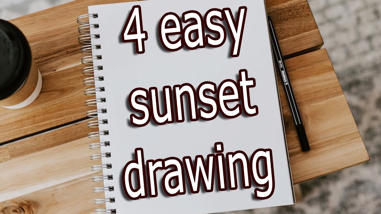 4 easy beautiful sunset drawing | Easy watercolor scenery painting ...