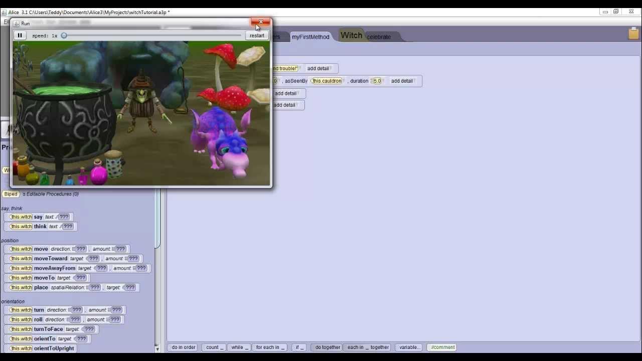Intro to Programming in Alice 3 (5 of 7): A New Procedure - YouTube