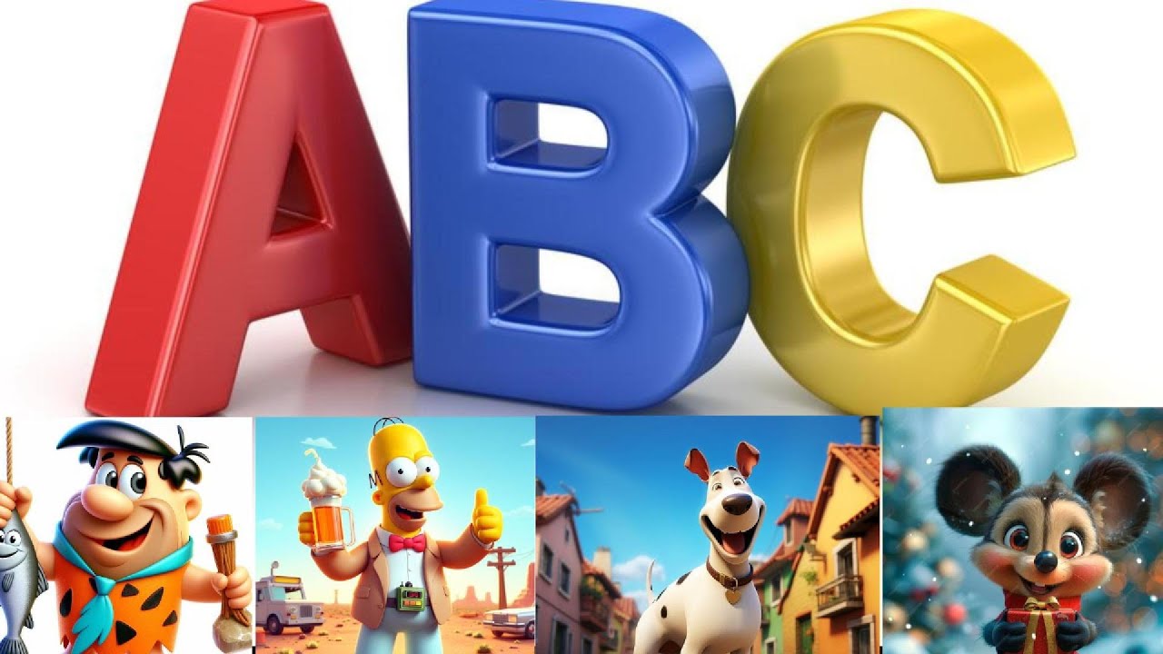 ABC Phonics Song with Famous Cartoon Characters with Lyrics - YouTube