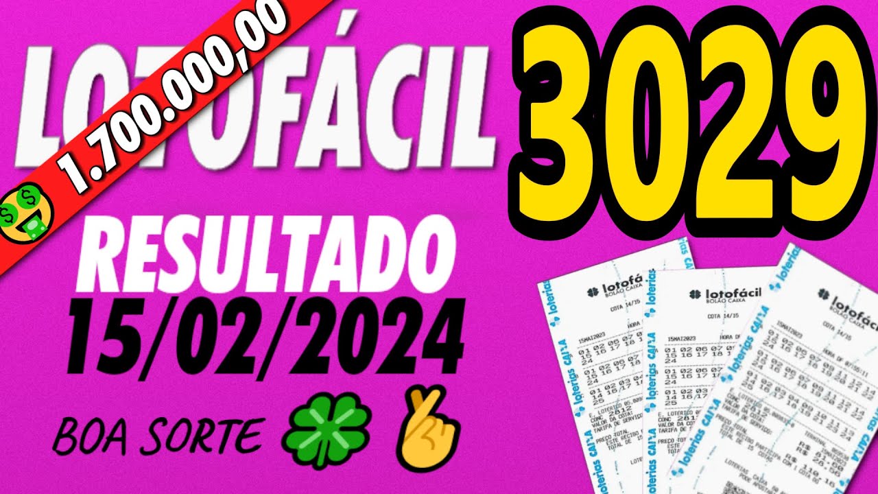 Resultado da Lotofacil 3029 - Resultado da Lotofácil de Hoje - YouTube