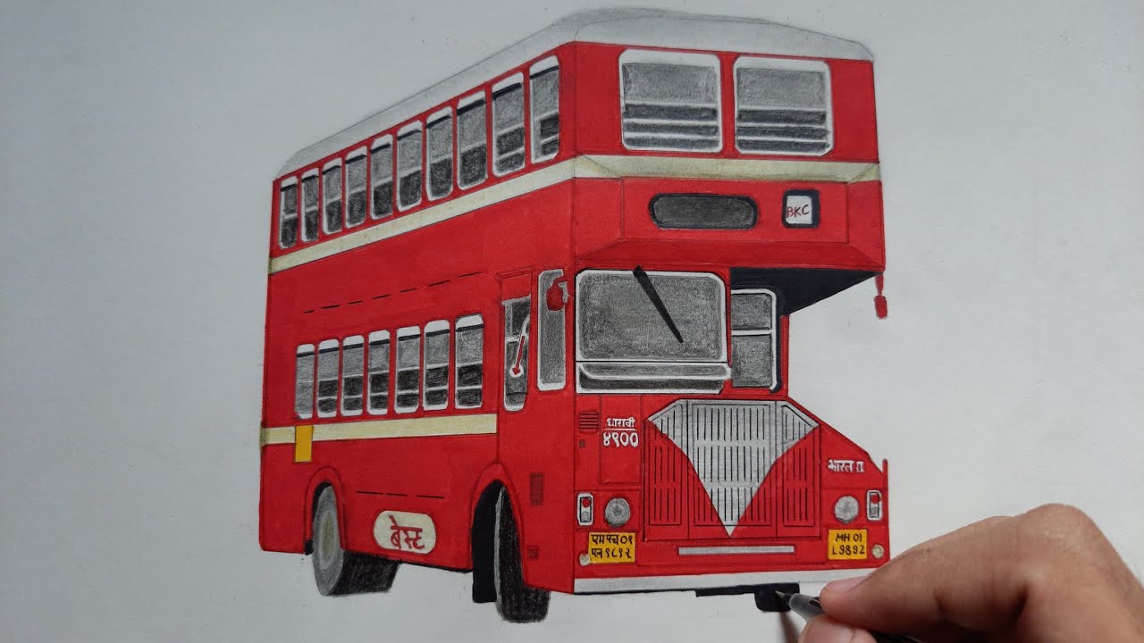 How to draw a bus: Sketching Mumbai's iconic BEST Double Decker Bus ...