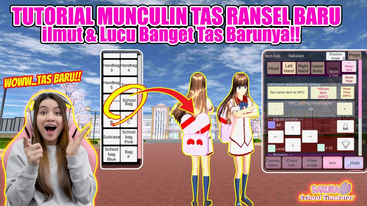 TUTORIAL MUNCULIN TAS SEKOLAH BARU!! IMUT & LUCU BANGET TAS NYA!! SAKURA SCHOOL SIMULATOR-PART ...