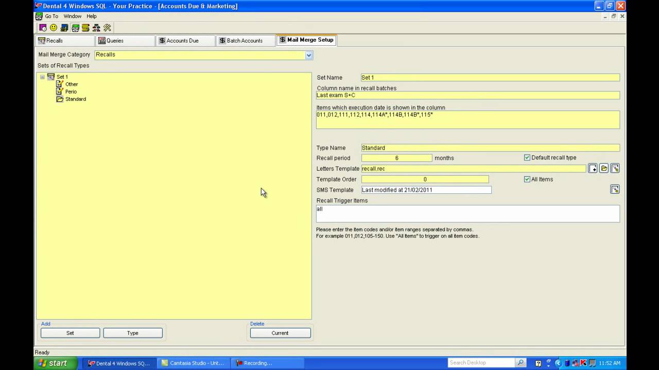 dental4windows SMS recalls tutorial - YouTube