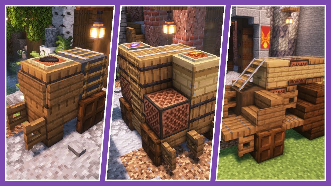 Minecraft | 3 Medieval Cart & Wagon Designs 1.19 | Tutorial - YouTube