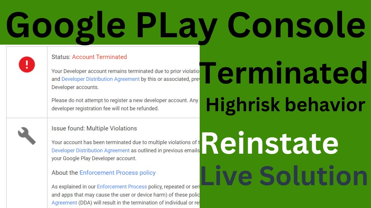 Play Console Account Terminated? Here's How to Get It Back - YouTube