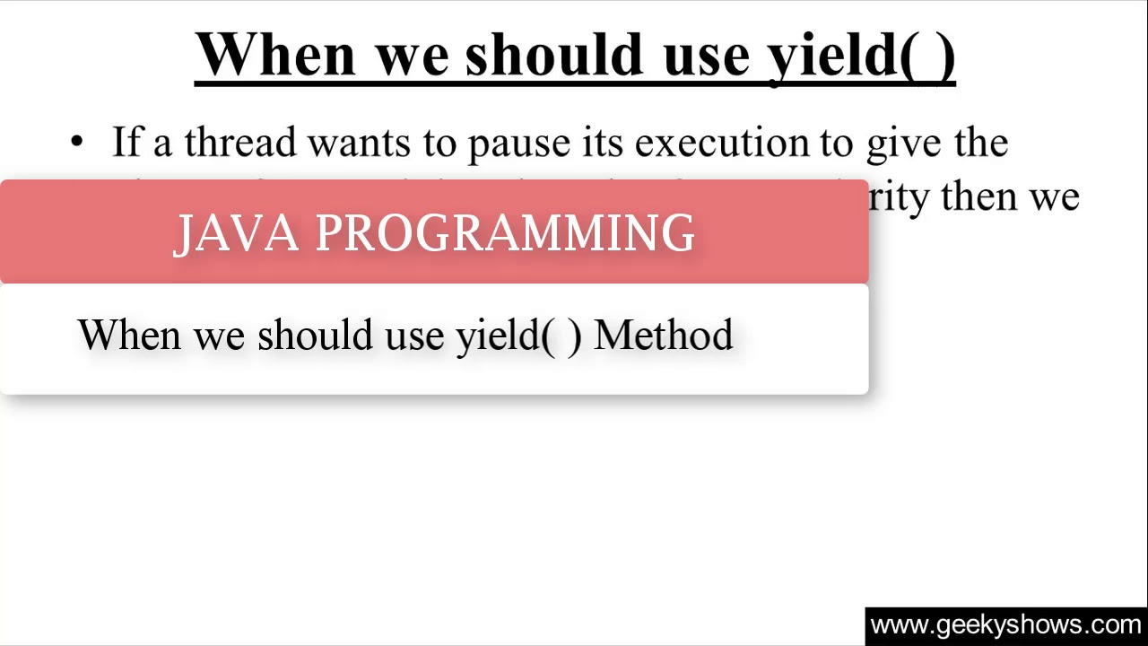 When We Should Use Yield Method In Java Programming Hindi Youtube