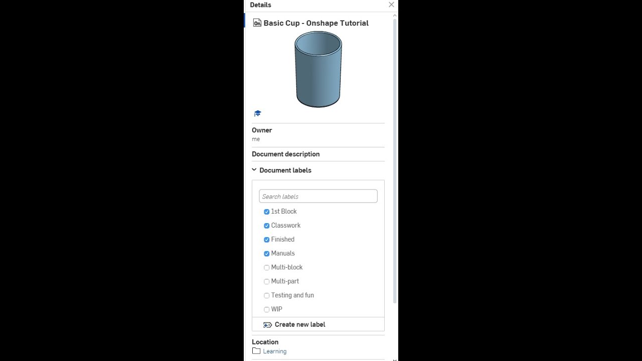 Onshape Tutorial: Organizing Documents by Folder and Label - YouTube