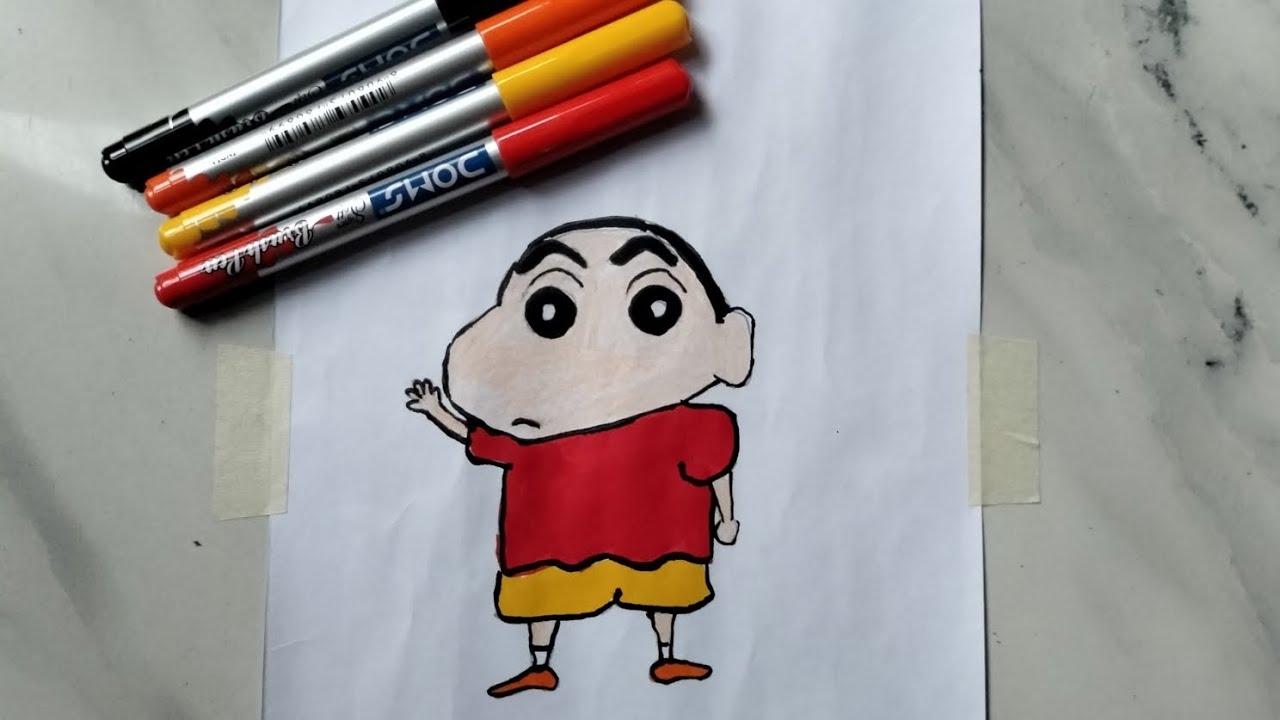 How to draw sinchan step by step/ easy cartoon drawing 🔥 - YouTube