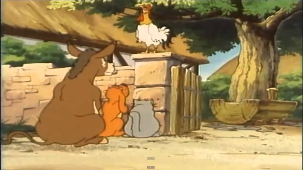 Magarac,Pas,Macka i pjetao ulicni sviraci (GRIMOVE BAJKE CRTANI FILM ...