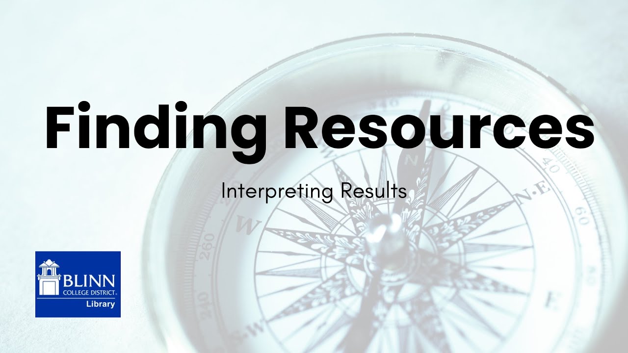 Finding Resources 3- Interpreting Results - YouTube