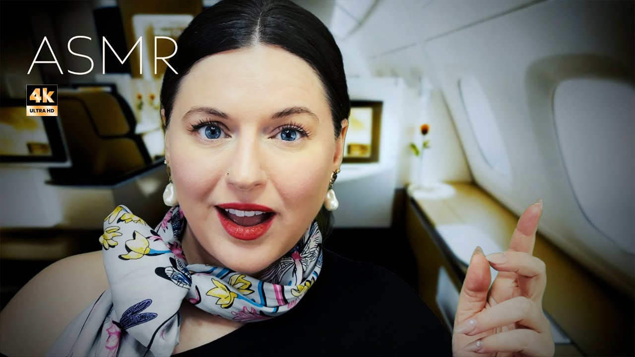 ASMR | First Class Flight Attendant takes care of you. ️4K Luxury ...