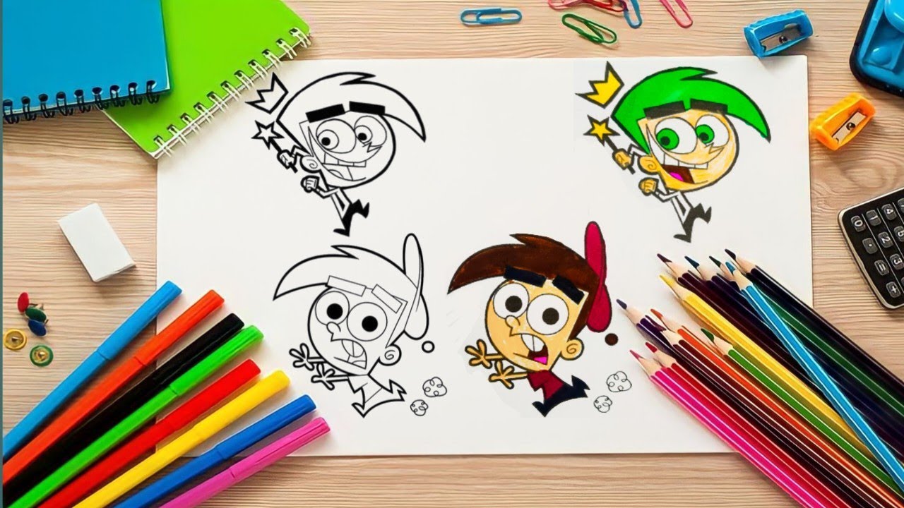 colouring cosmo & Timmy Turner, drawing of Cosmo & Timmy Turner from ...