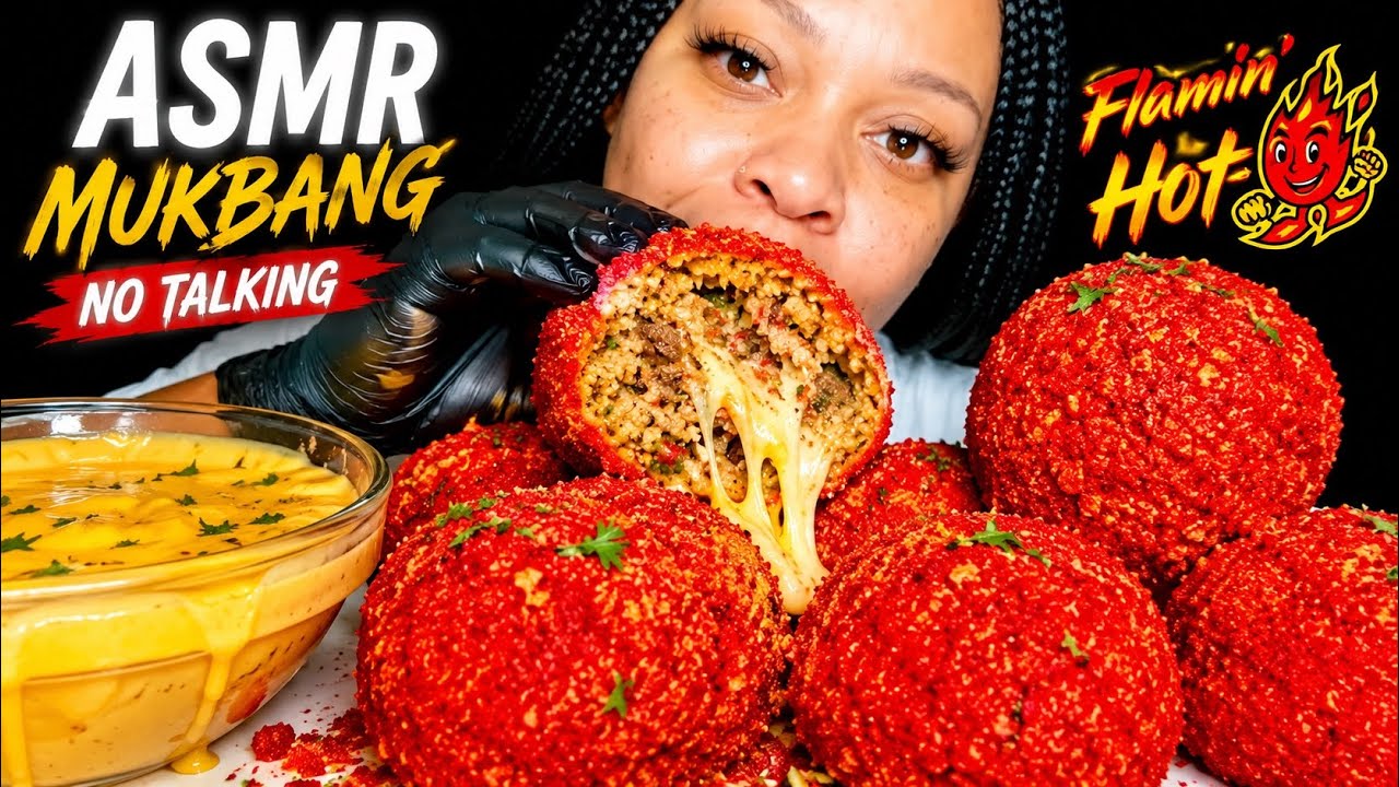 ASMR MUKBANG FRIED HOT CHEETOS BOUDIN BALLS| ASMR EATING SPICY FOOD ...