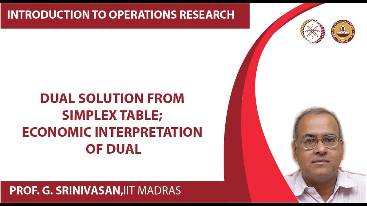 Dual solution from simplex table economic interpretation of dual - YouTube