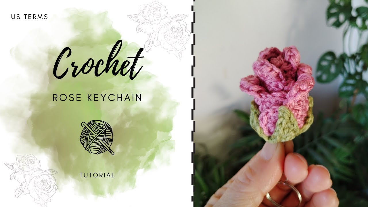 Crochet flower Rose Keychain || Tutorial - YouTube