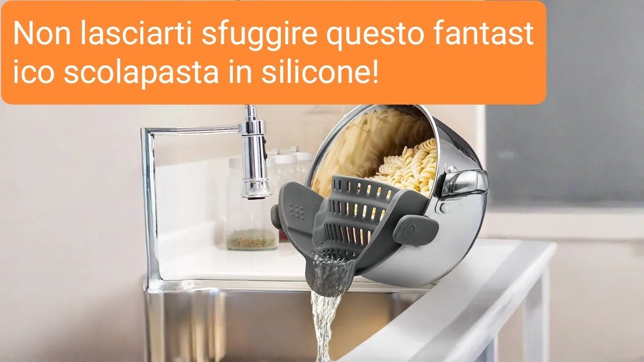 Colino per pasta in silicone con clip per pentole e padelle-resistente ...